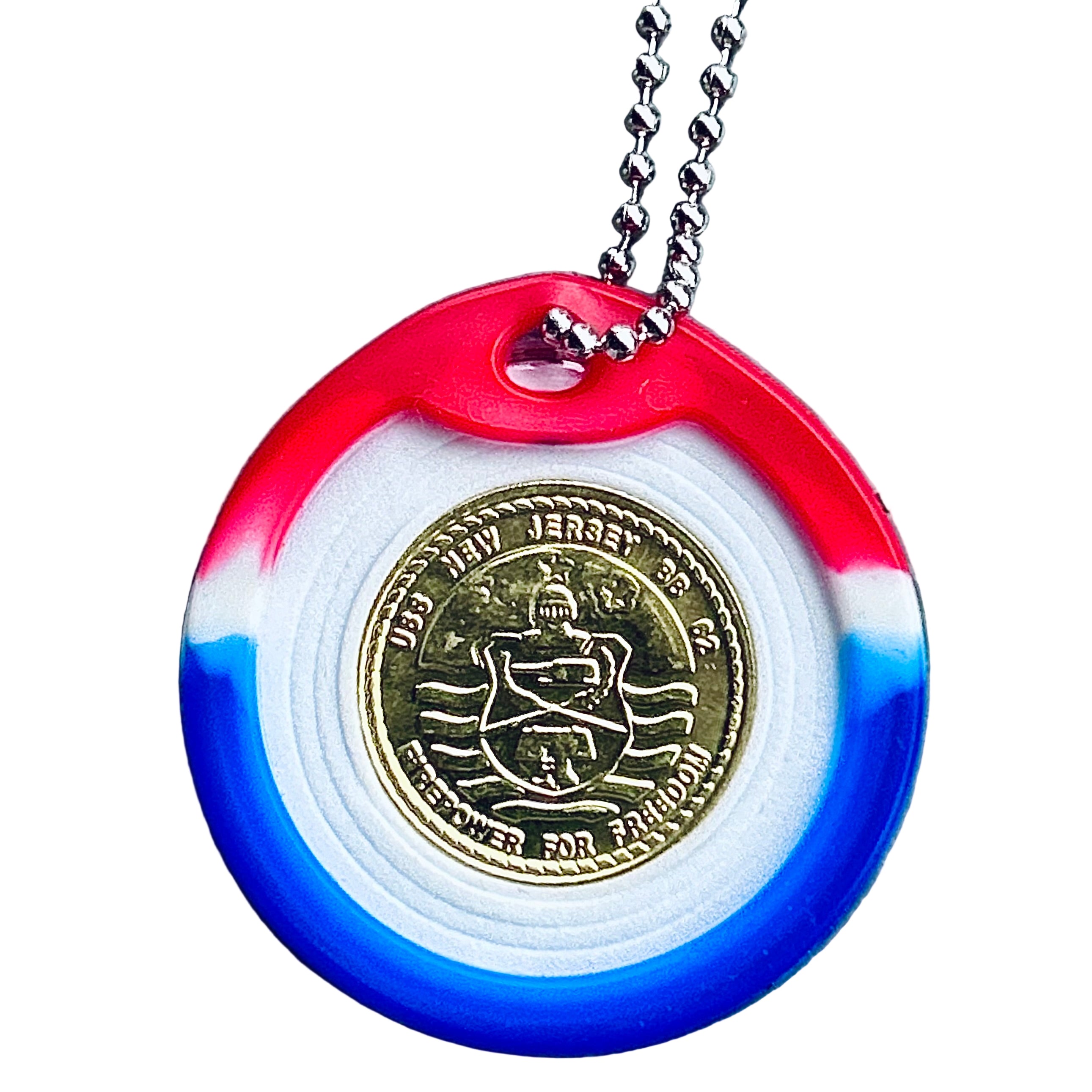 Battleship New Jersey Fire Power for Freedom Coin Ornament — Red, Whit